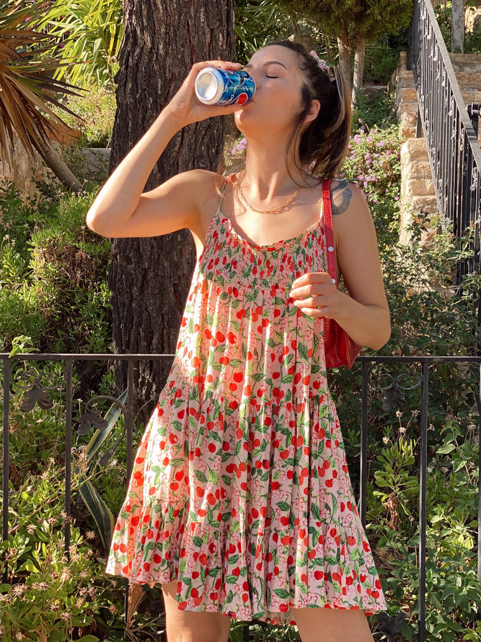 Sundress Cherry Linen Dress - Chillax.co
