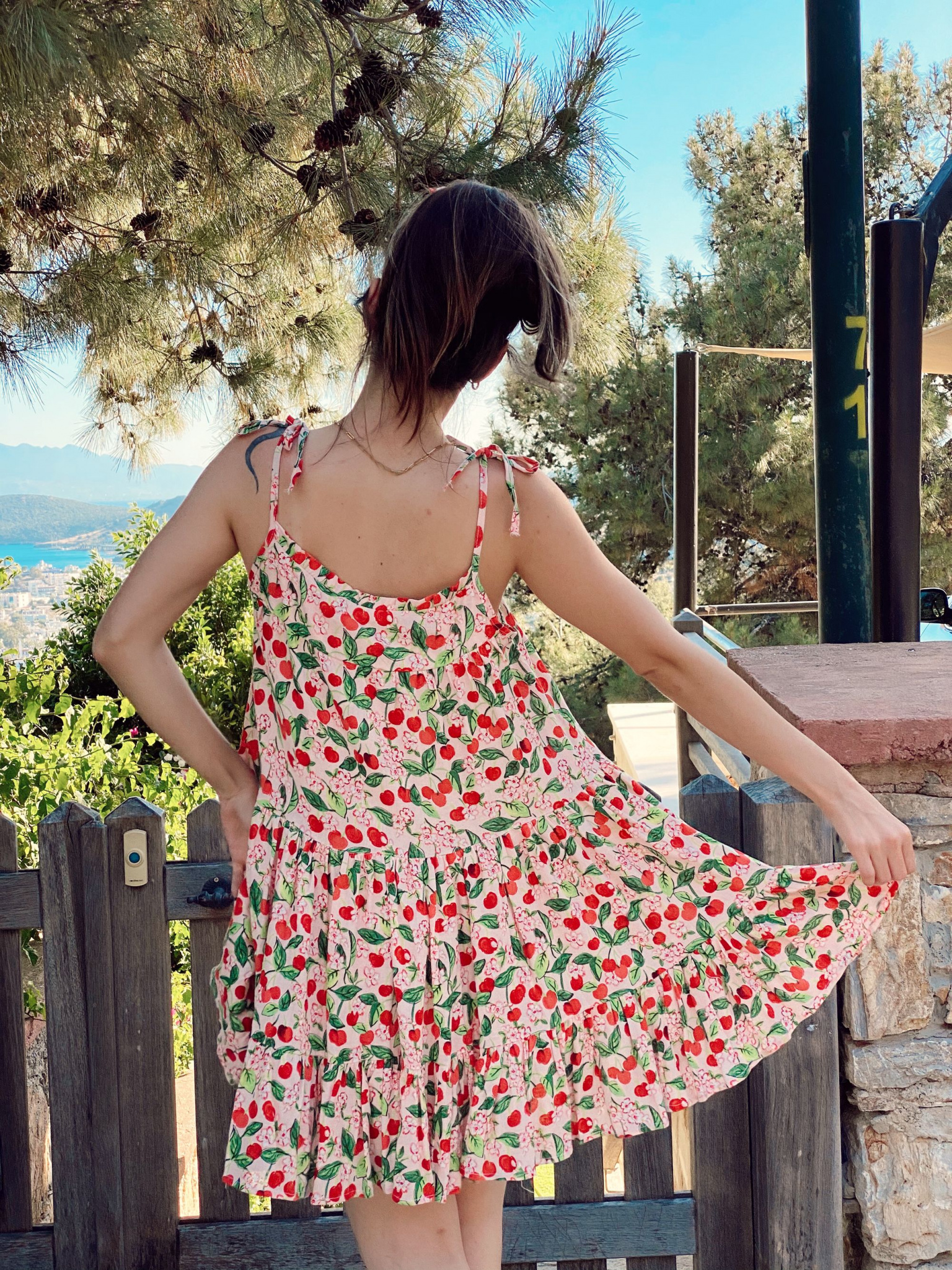 Sundress Cherry Linen Dress - Chillax.co